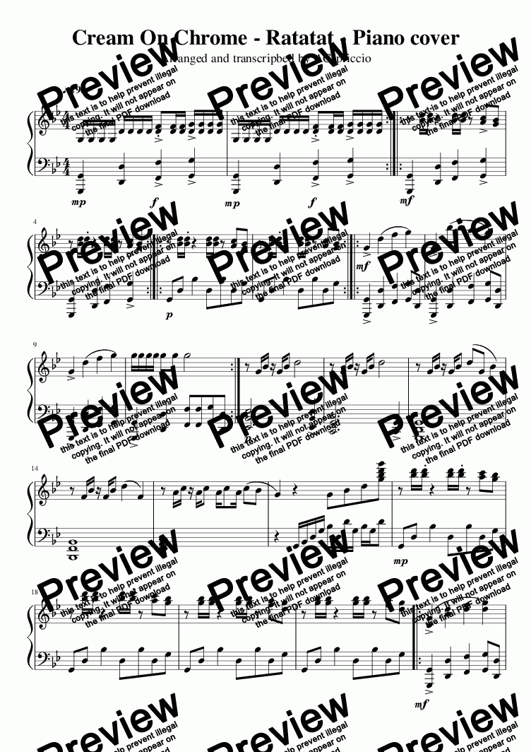 Cream on Chrome - Piano Sheet music - Twitter by ACapriccio - Free ...